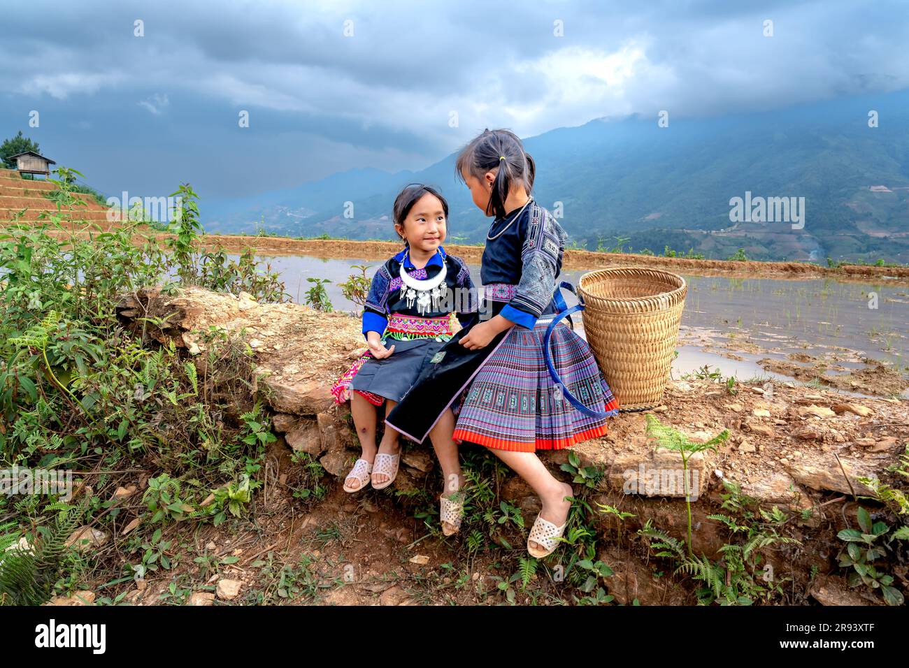 Children of H'Mong ethnic minorities in Mu Cang Chai, Yen Bai Province, Vietnam Stock Photo - Alamy