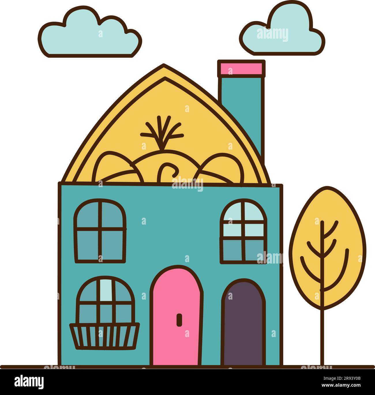 Blue house vector illustration in cartoon style. Flat modern house in ...