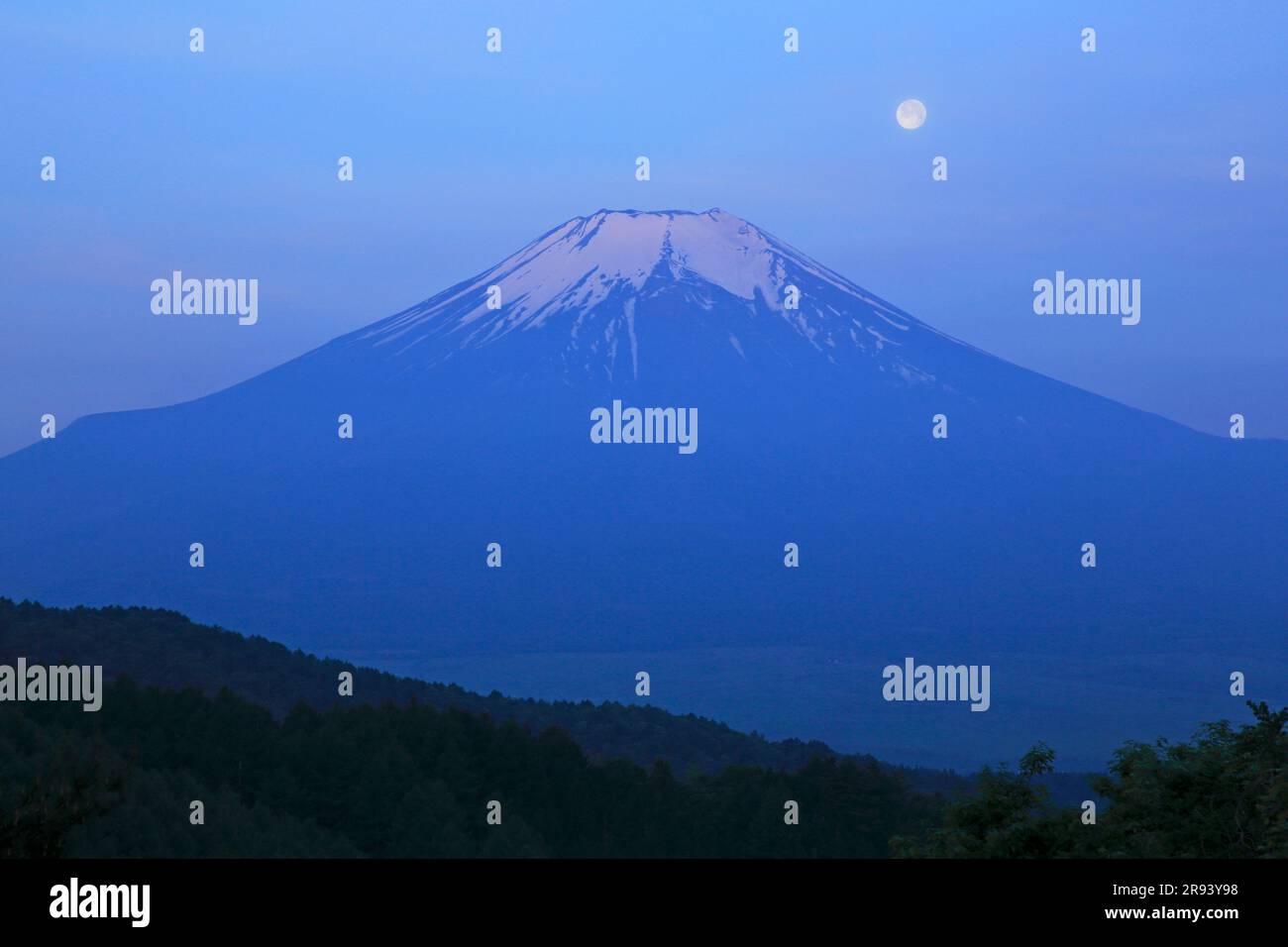Morning Mt. Fuji and the Moon Stock Photo - Alamy