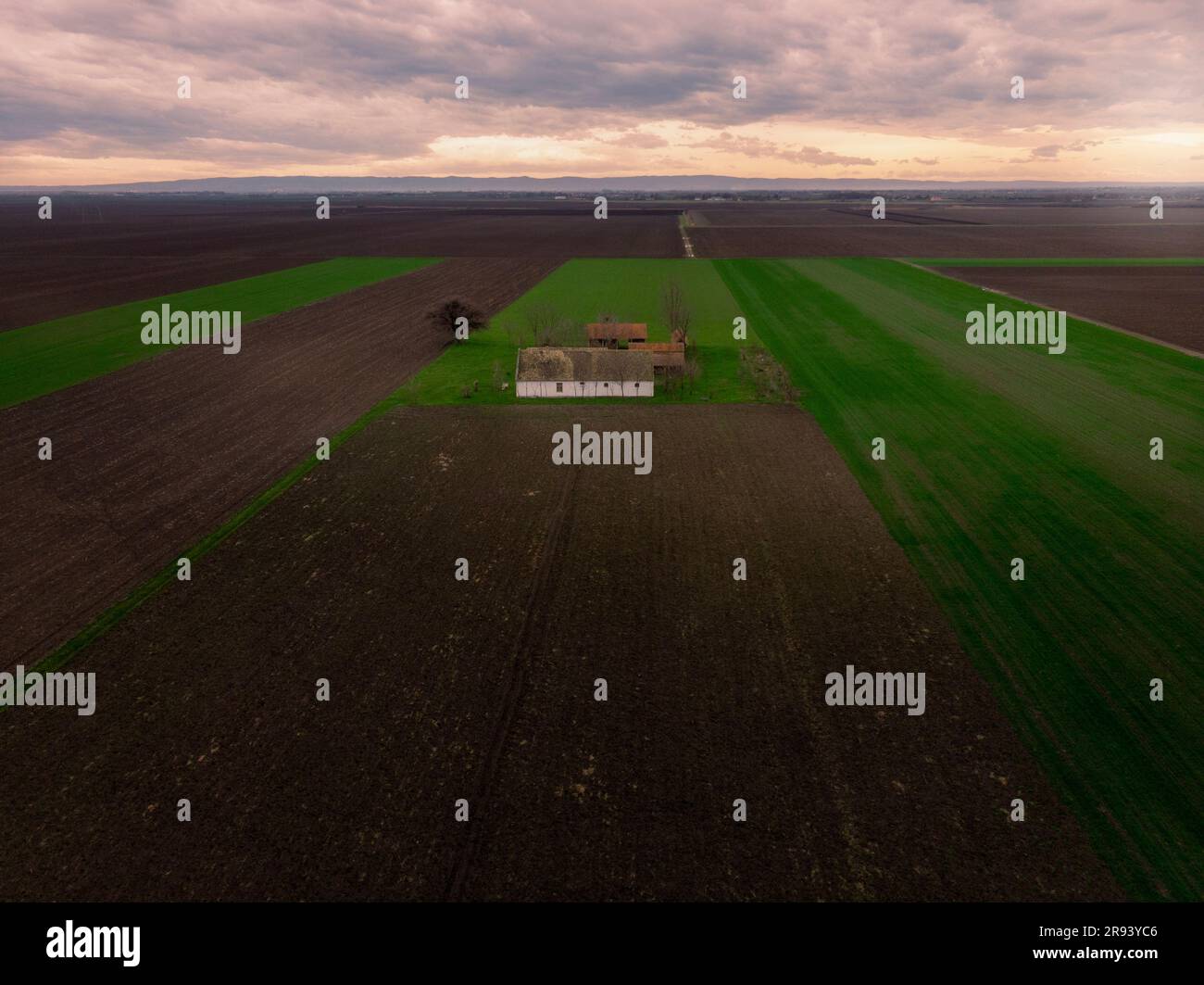 Aerial flight over abandoned ranch hi-res stock photography and images ...