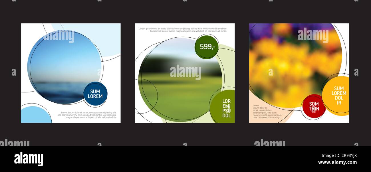 Collection of three creative geometric circle abstract mask effects for ...