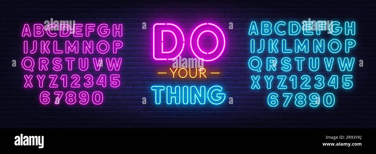 Do Your Things neon text on brick wall background. Inspirational ...