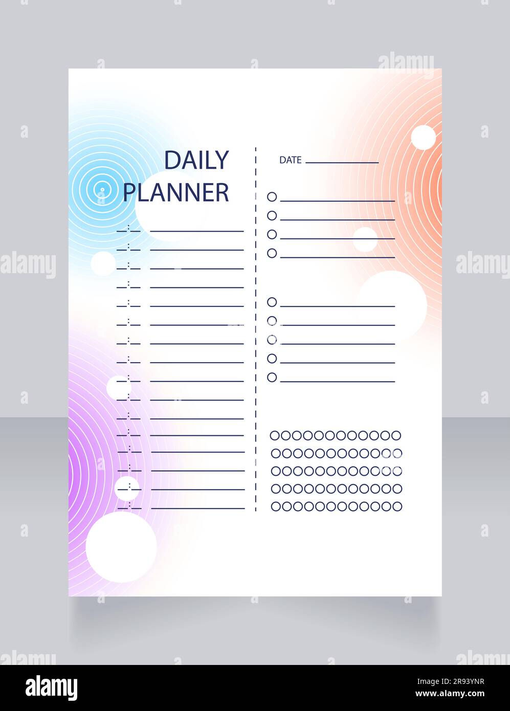 Daily planner worksheet design template Stock Vector Image & Art - Alamy