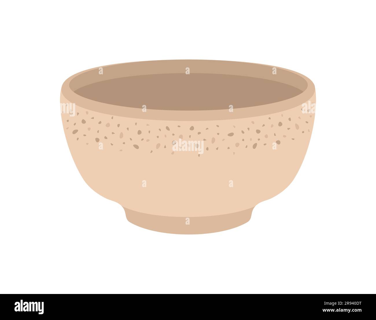 Beige ceramic bowl isolated on a white background. Flat vector ...