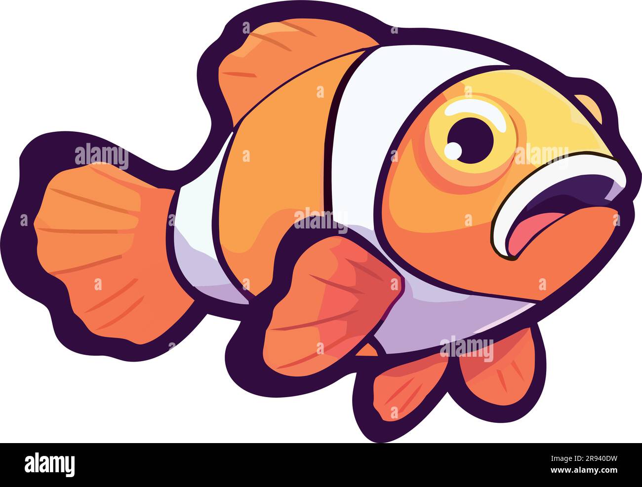 Cute cartoon fish swimming in tropical reef Stock Vector Image & Art ...