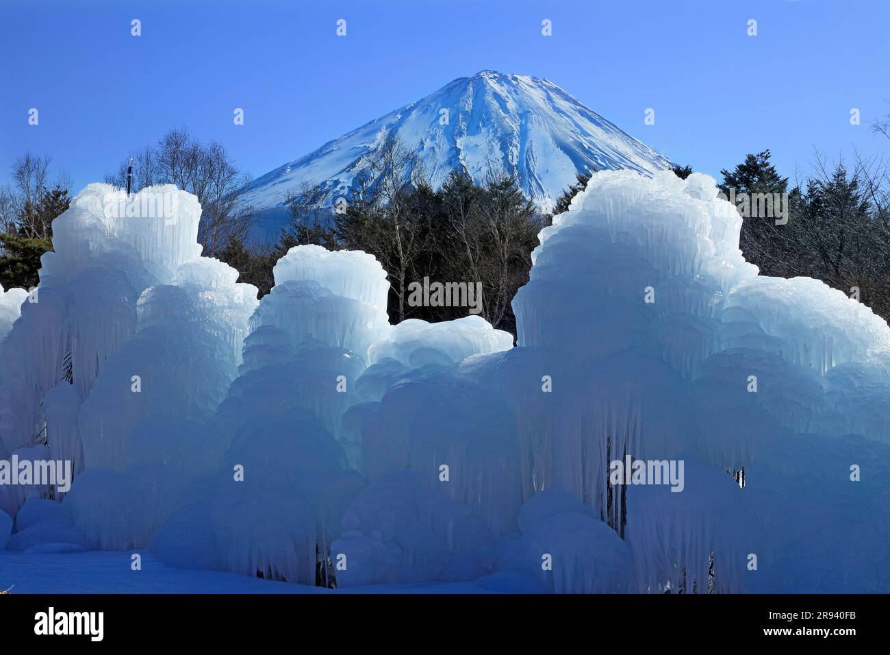 Lake Saiko Juhyo Festival and Mt Stock Photo - Alamy