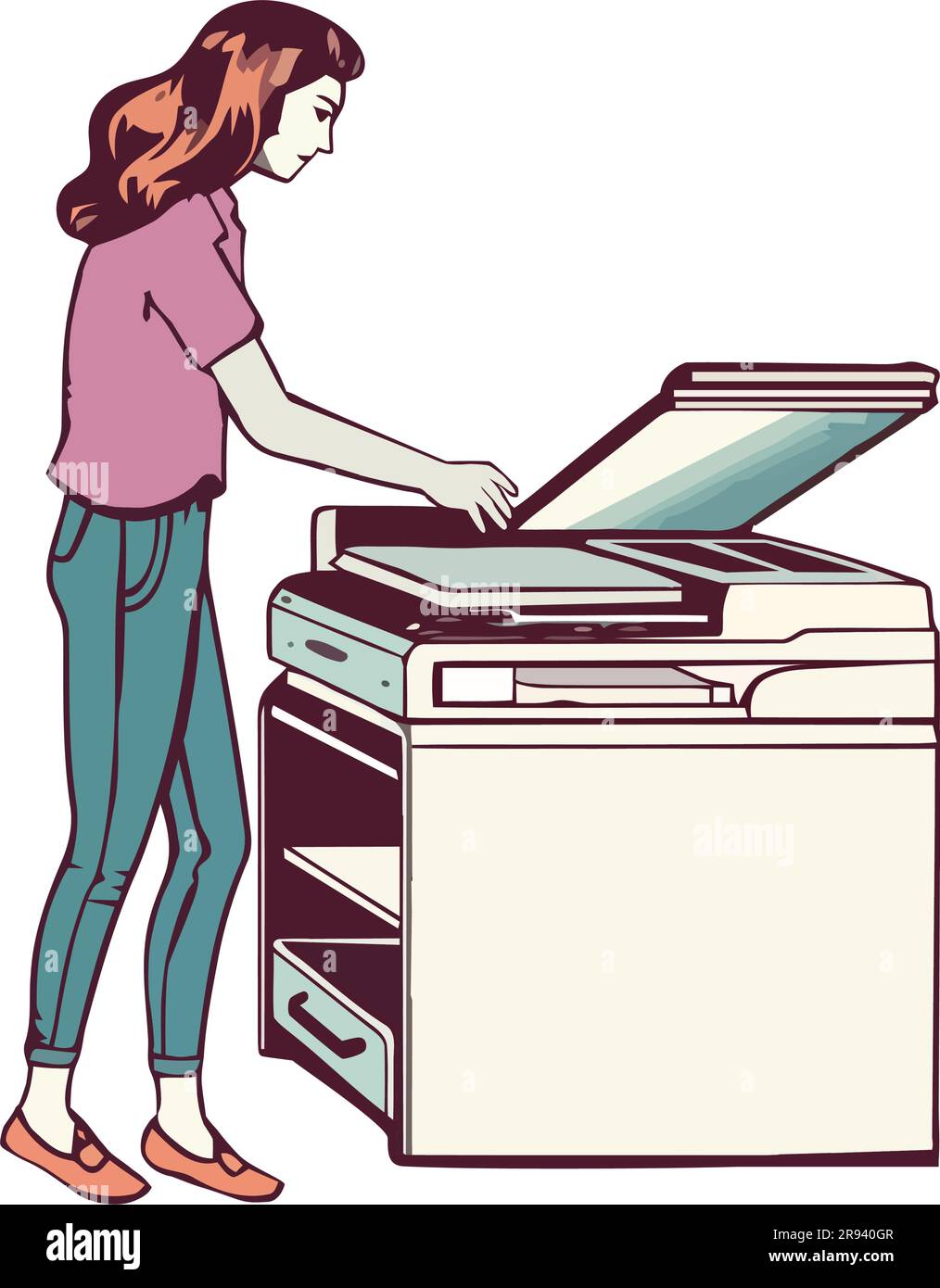 Working adults in modern office using photocopier Stock Vector Image ...