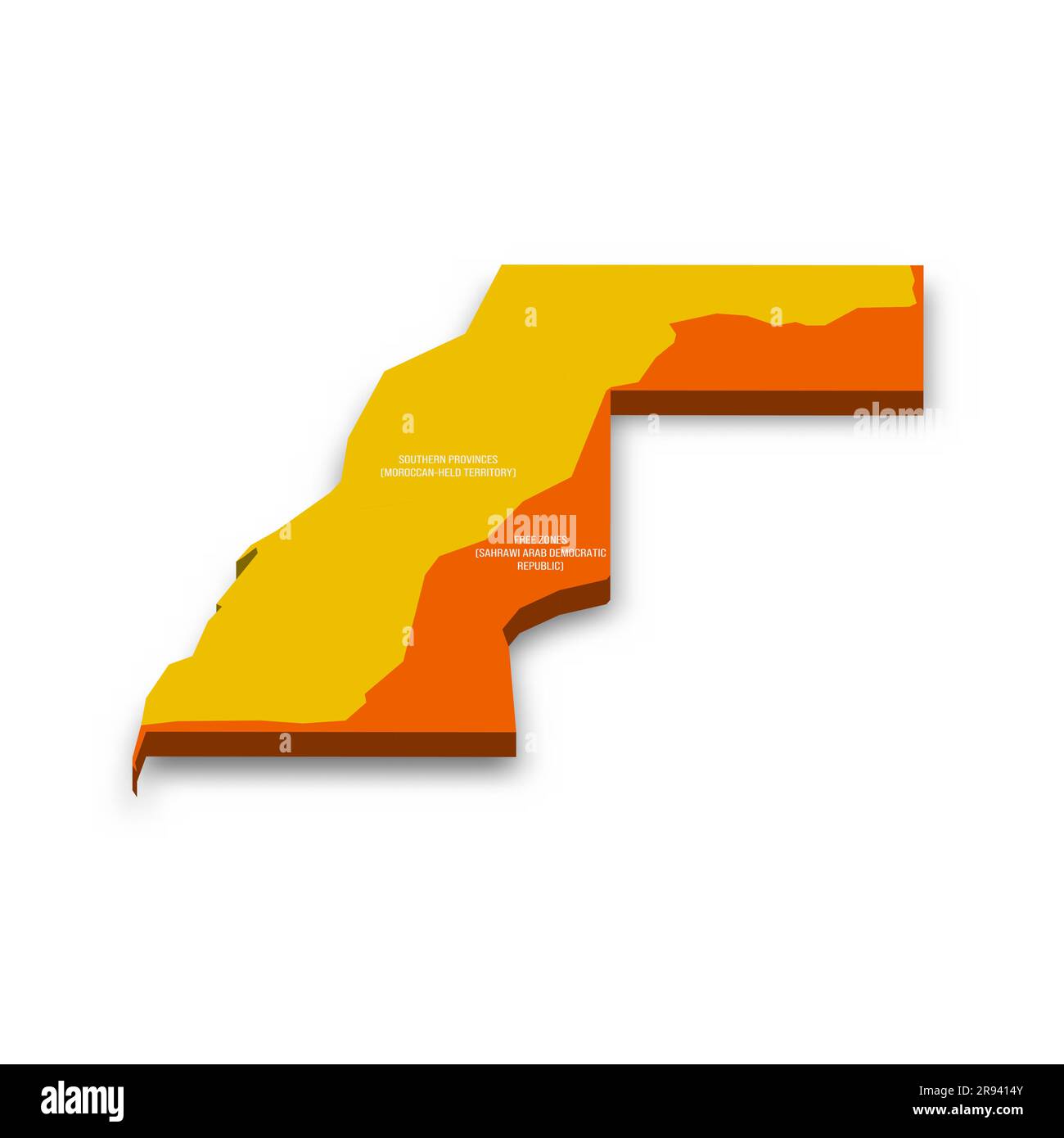Western map of land divided between Morocco and Sahrawi Arab Democratic ...