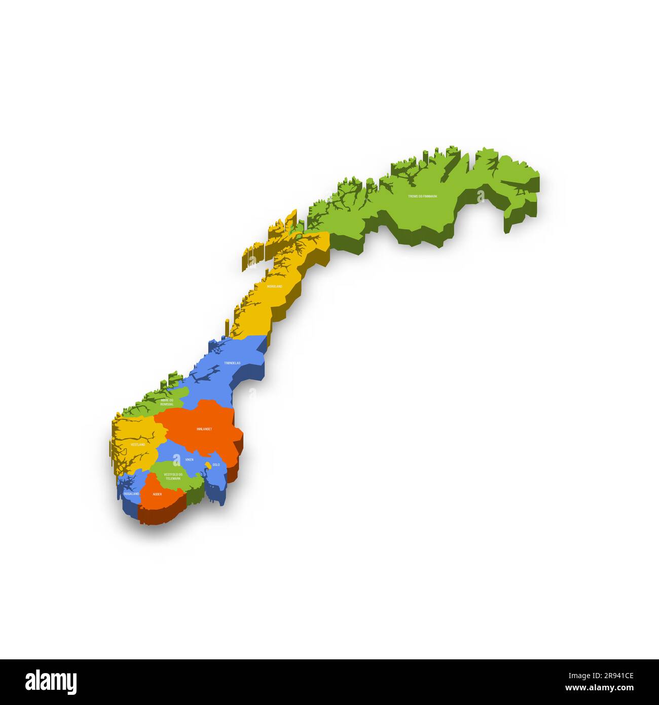 Norway political map of administrative divisions - counties and ...
