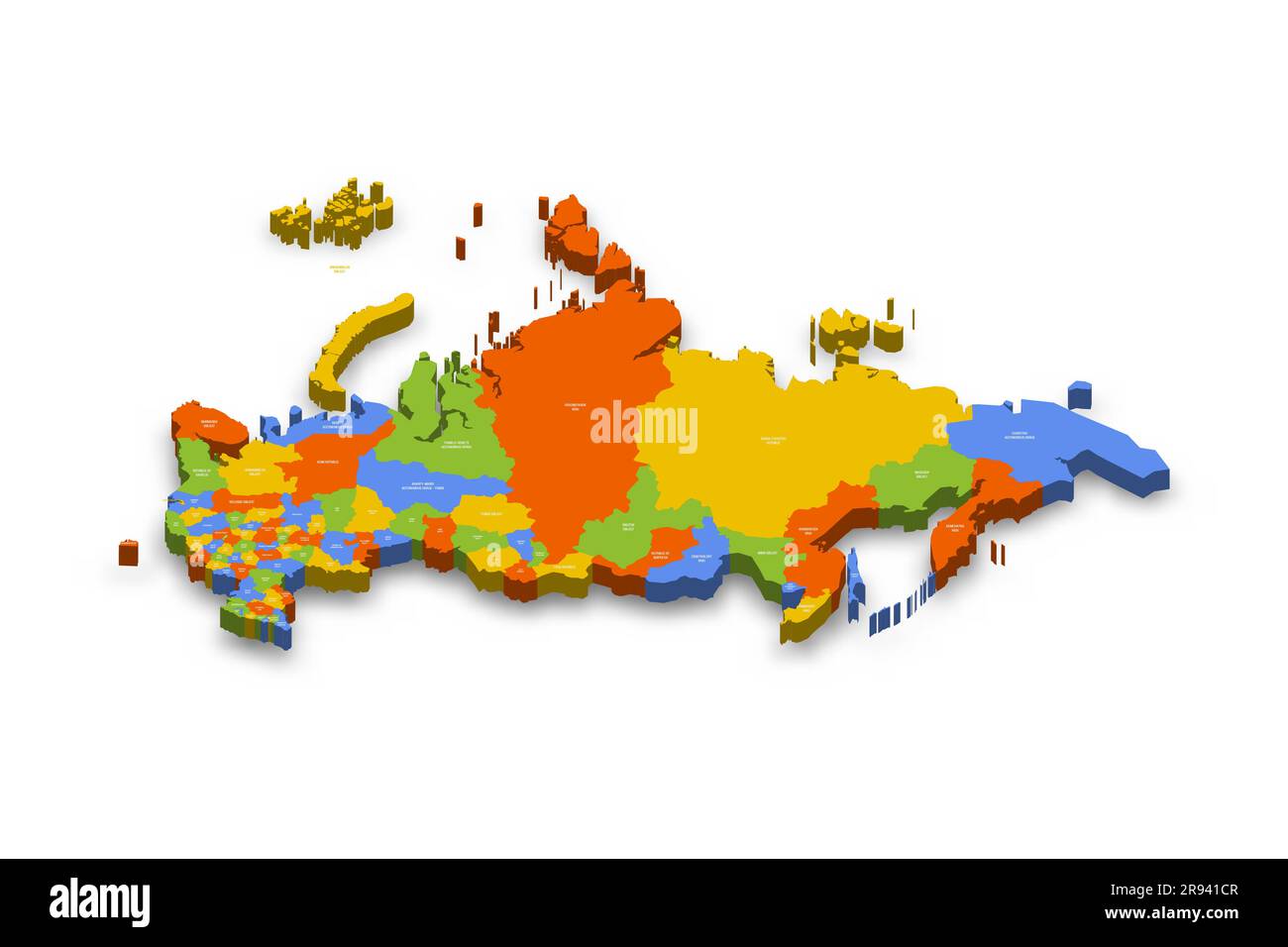Russia political map of administrative divisions - oblasts, republics ...