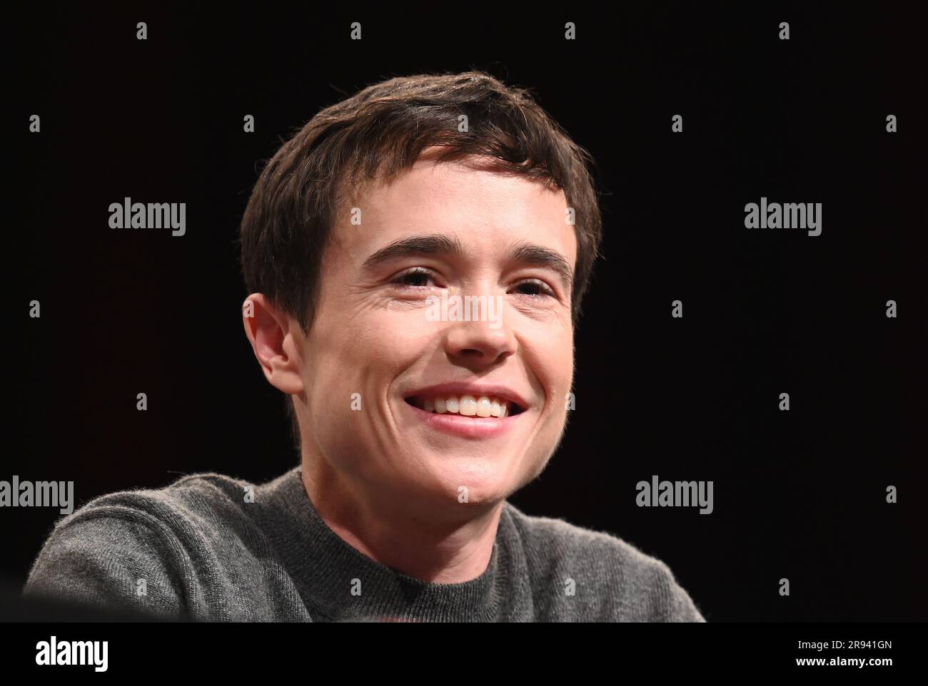 Cologne, Germany. 23rd June, 2023. Canadian actor Elliot Page speaks at ...