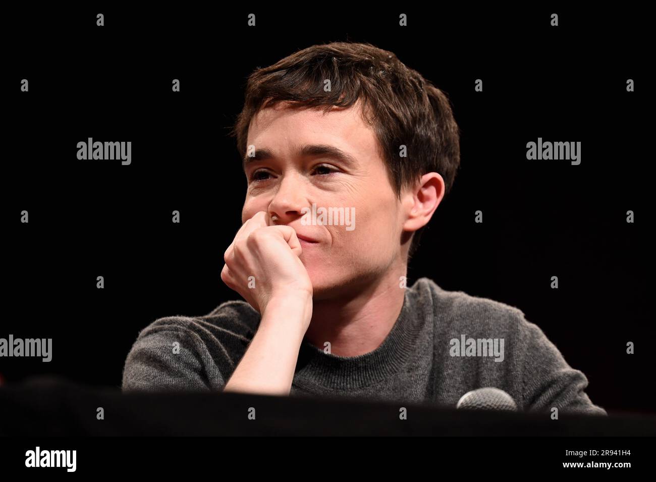 Cologne, Germany. 23rd June, 2023. Canadian actor Elliot Page speaks at ...