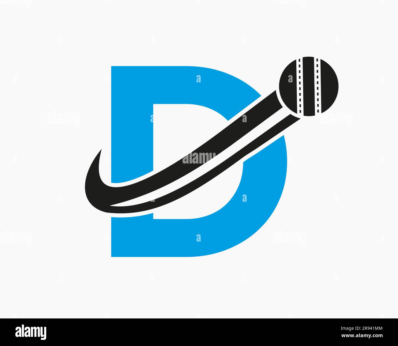 Initial Letter D Cricket Logo Concept With Moving Ball Icon For Cricket ...