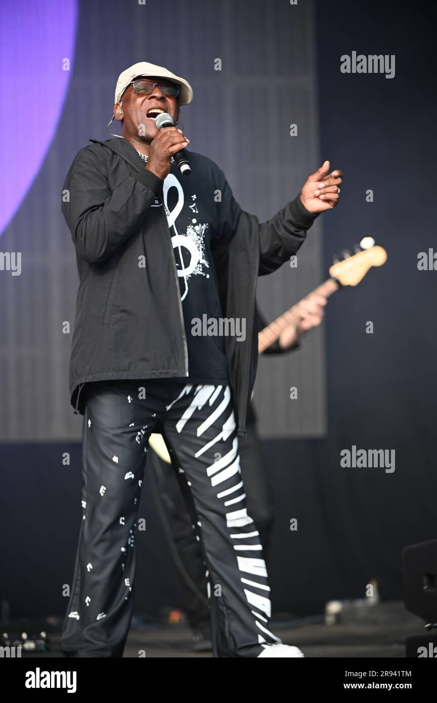 Chris Amoo of The Real Thing British band performs at Lets Rock Leeds ...