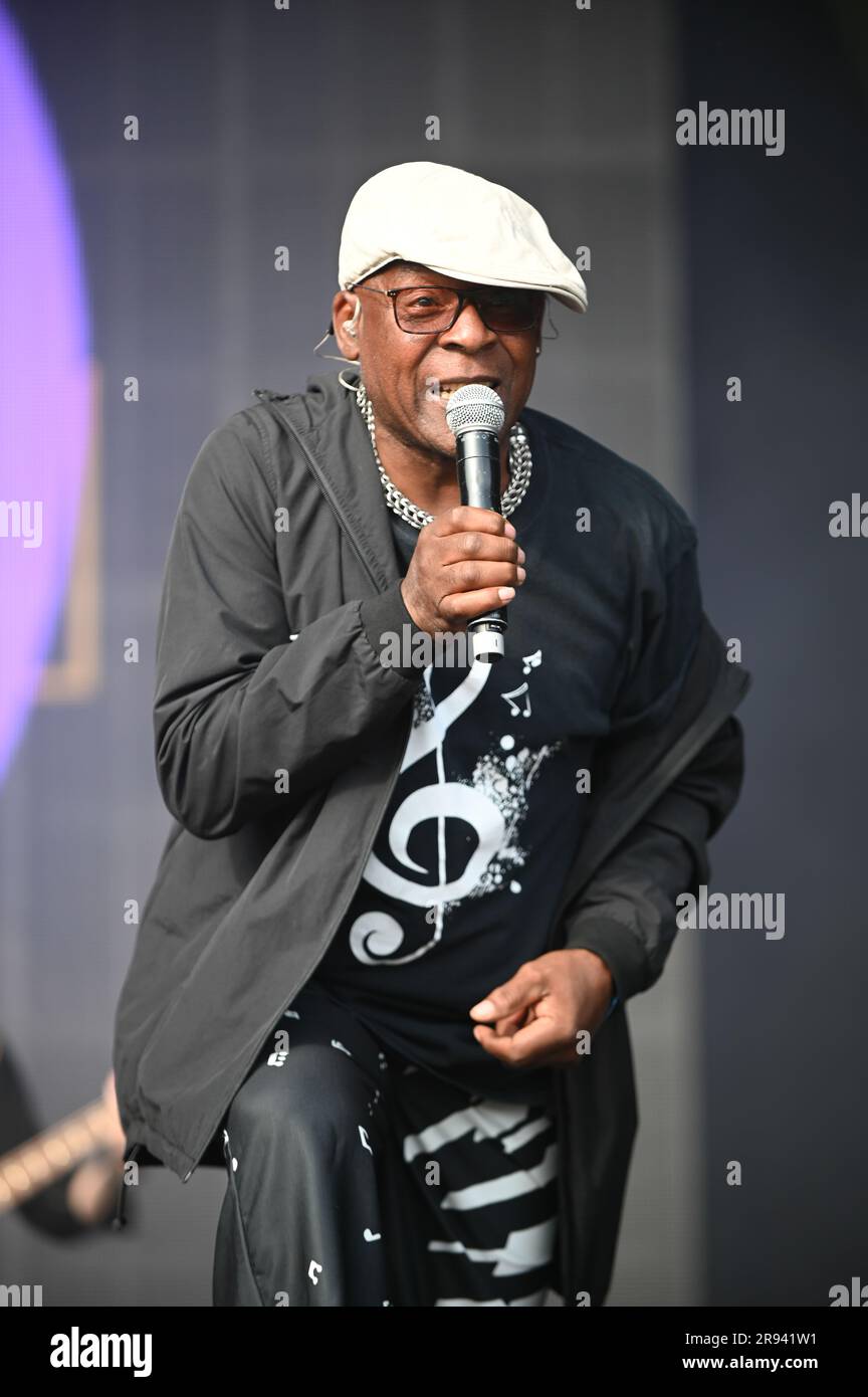 Chris Amoo of The Real Thing British band performs at Lets Rock Leeds ...