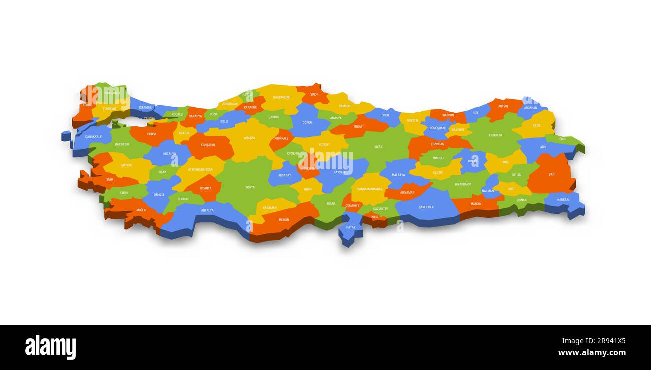 Turkey political map of administrative divisions - provinces. Colorful ...