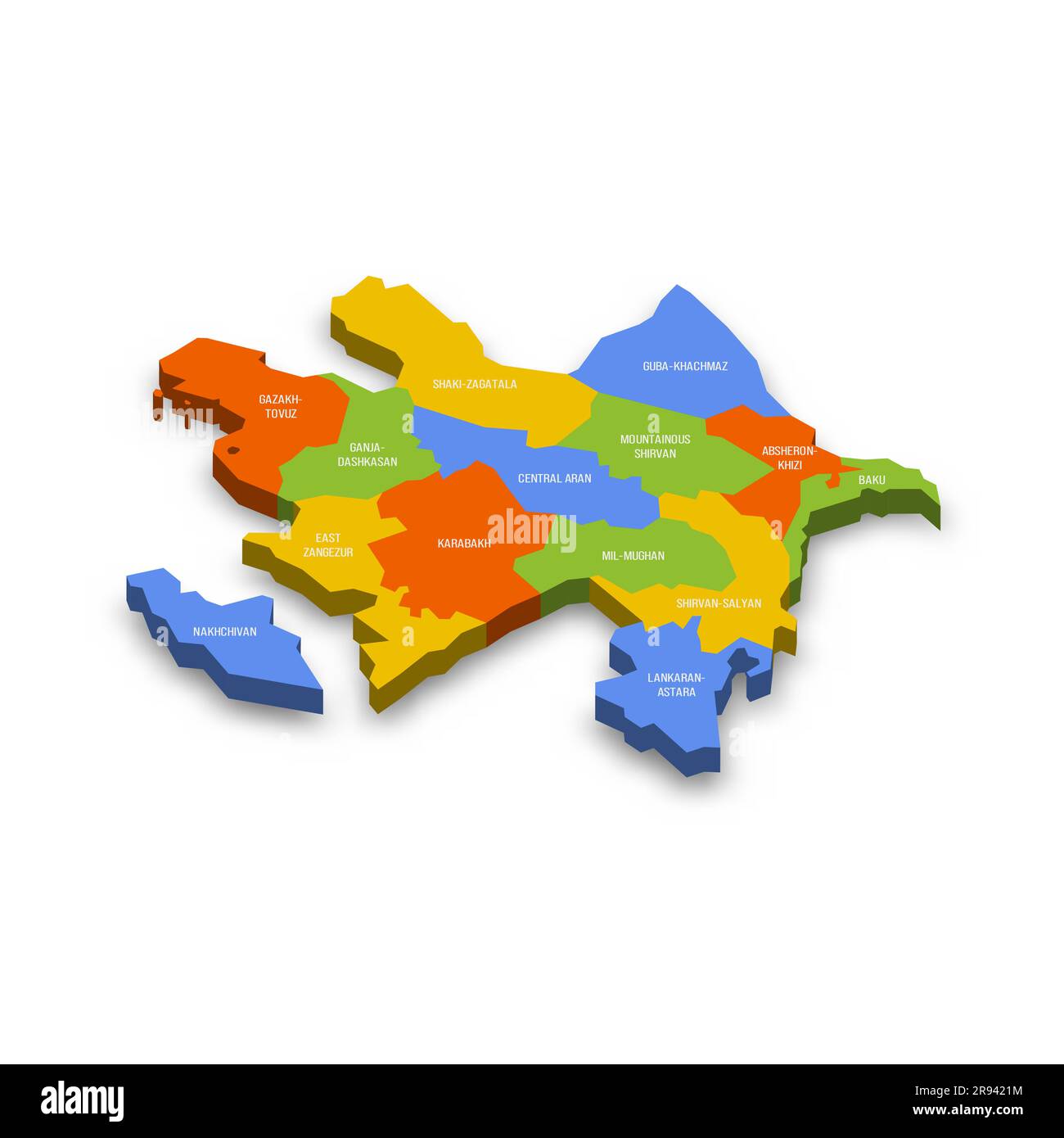 Azerbaijan political map of administrative divisions - districts, cities and autonomous republic ...