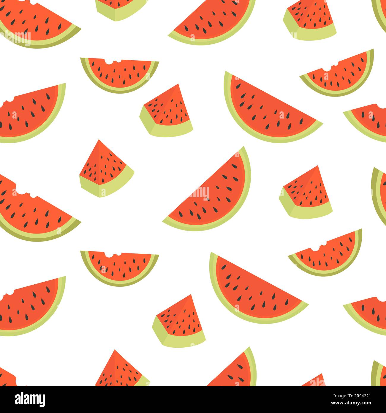 Watermelon seamless pattern. Scattered slices of red watermelons on a transparent background ...