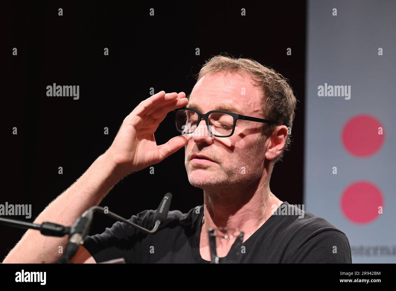 Cologne, Germany. 23rd June, 2023. Actor Mark Waschke reads at phil ...