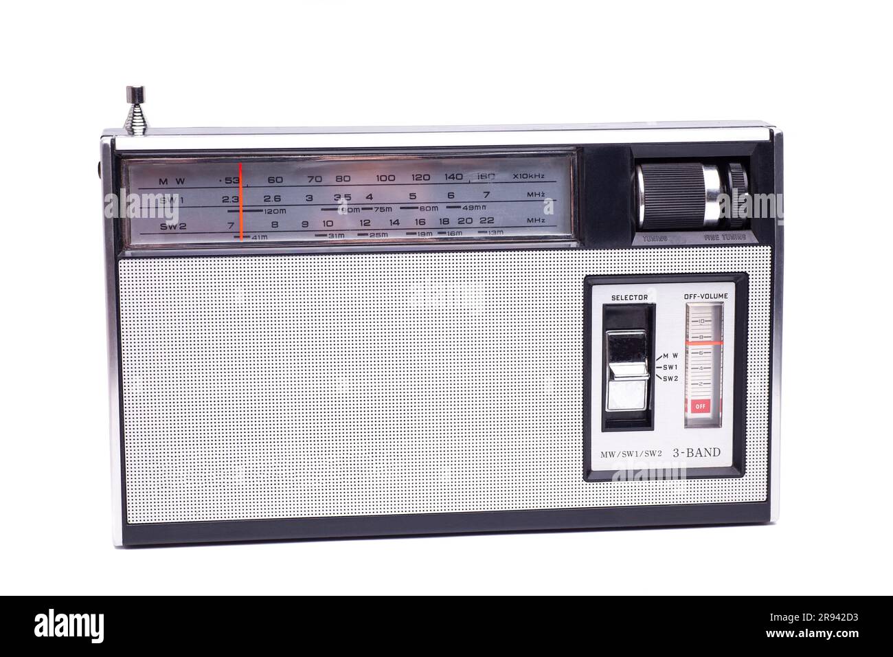 Vintage transistor radio isolated on white Stock Photo - Alamy