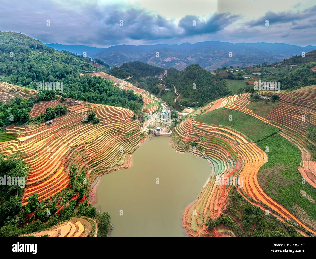 The reservoir of the hydroelectric power plant is surrounded by ...