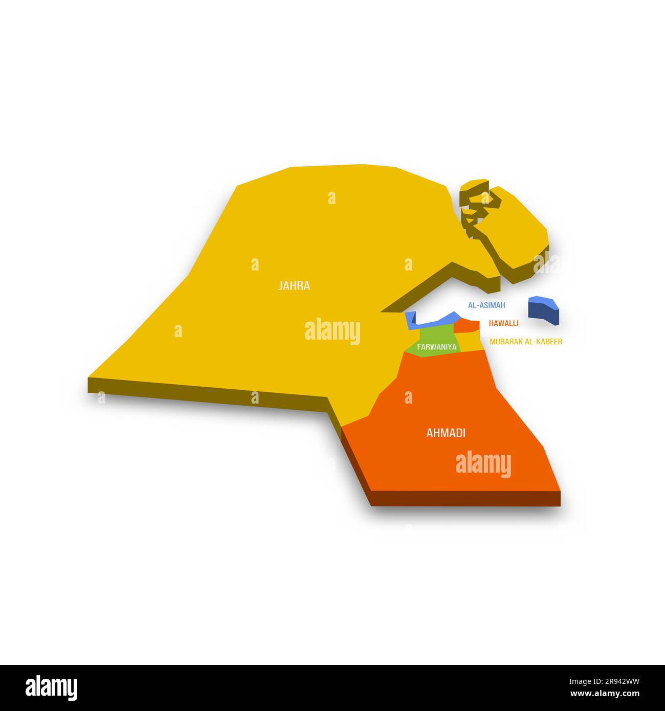 Kuwait political map of administrative divisions - governorates ...
