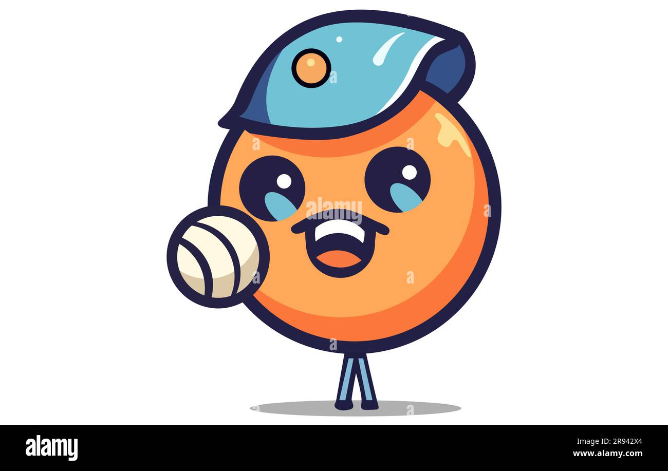 Cute baseball holding stick cartoon vector logo Stock Vector Images - Alamy