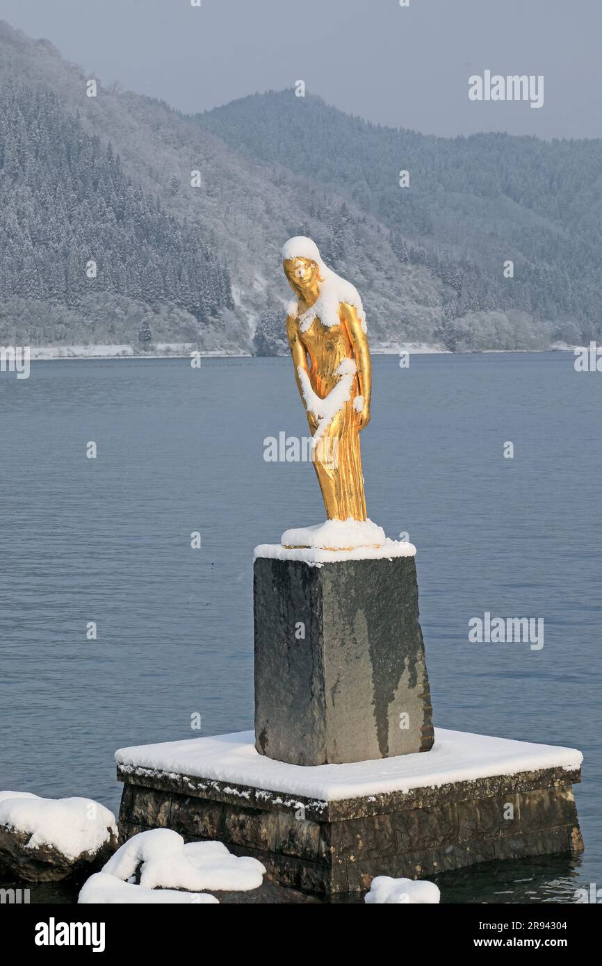 Statue of Tatsuko at Lake Tazawa Stock Photo - Alamy