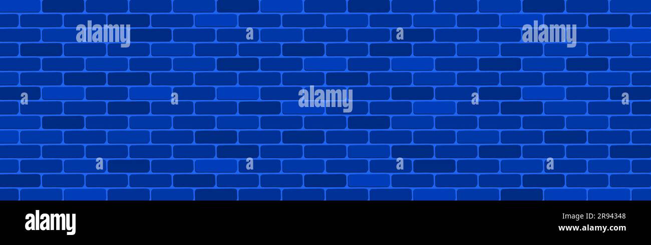 Blue brick wall background. Long vector banner Stock Vector Image & Art ...