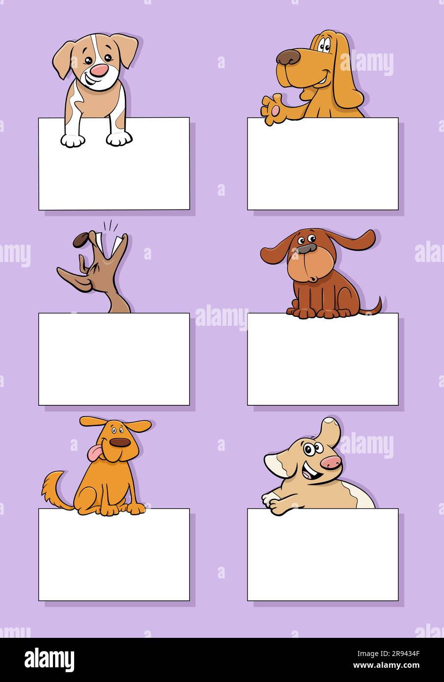 Cartoon illustration of dogs and puppies animal characters with blank ...