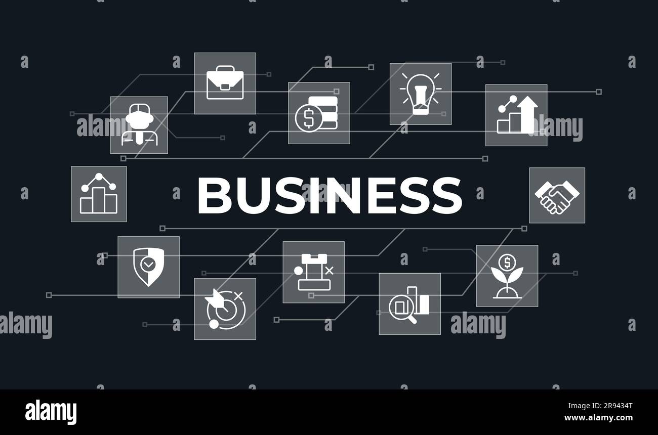 Business strategy word concept design template with icons Stock Vector ...