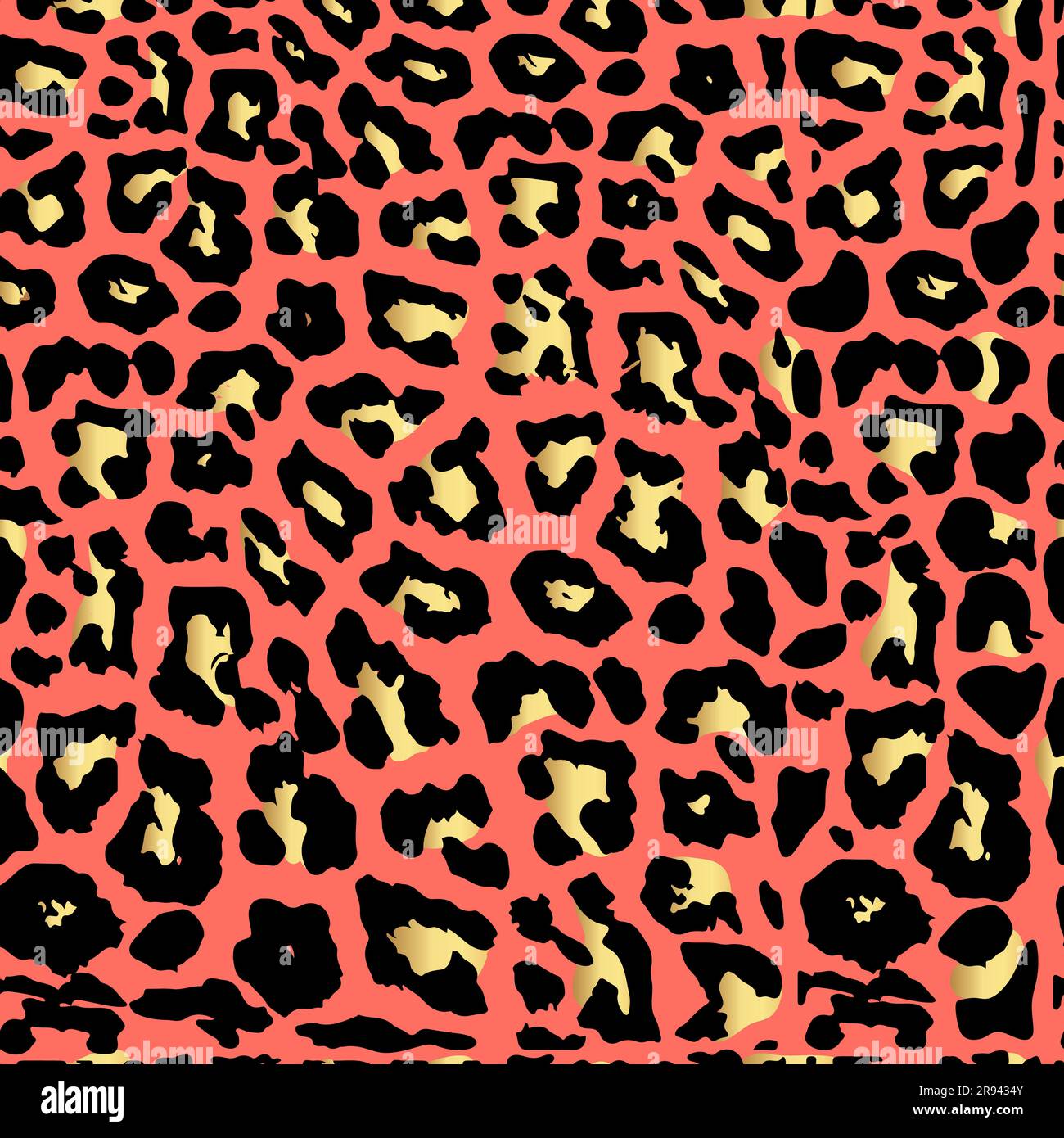 Seamless gold leopard print. Color trend palette. Living Coral color ...
