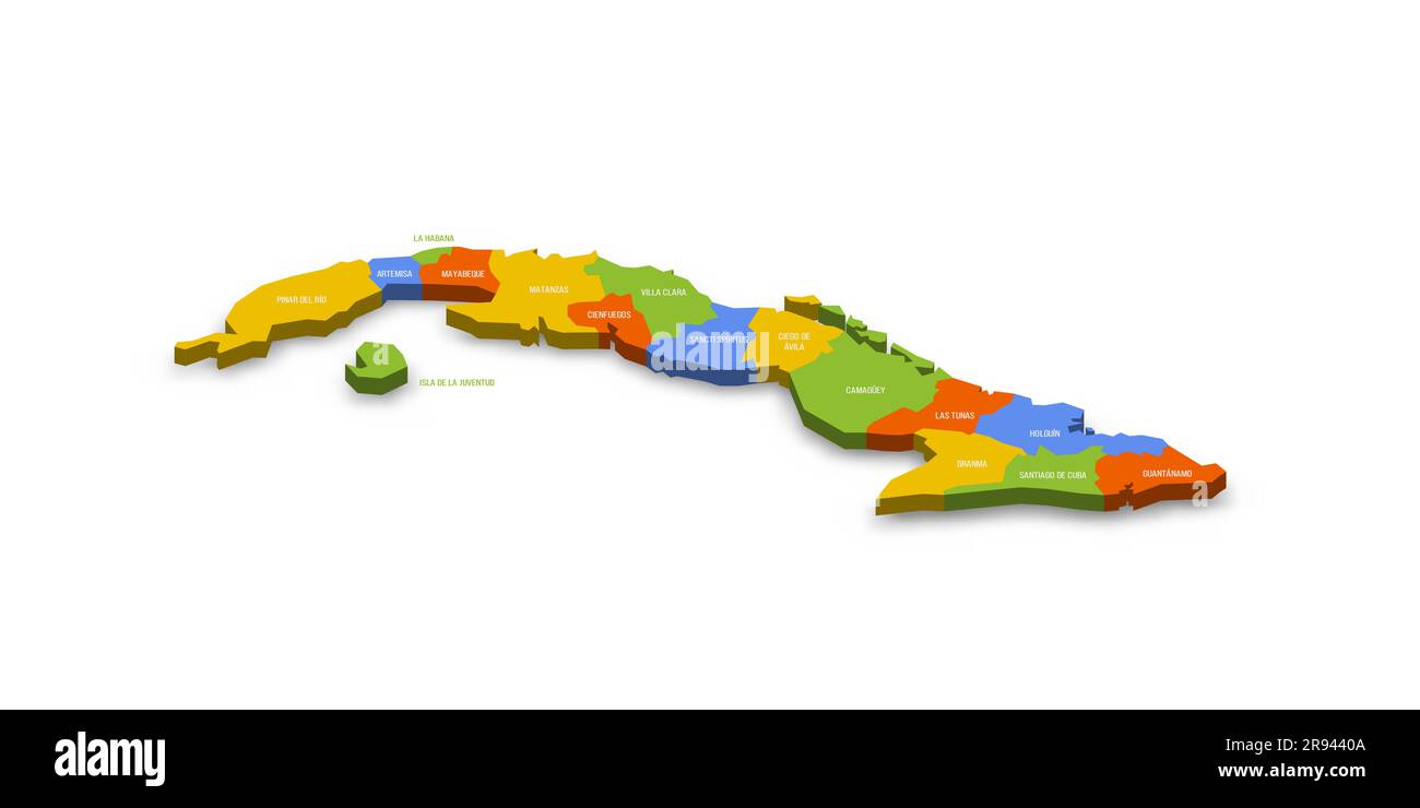 Cuba political map of administrative divisions - provinces. Colorful 3D ...