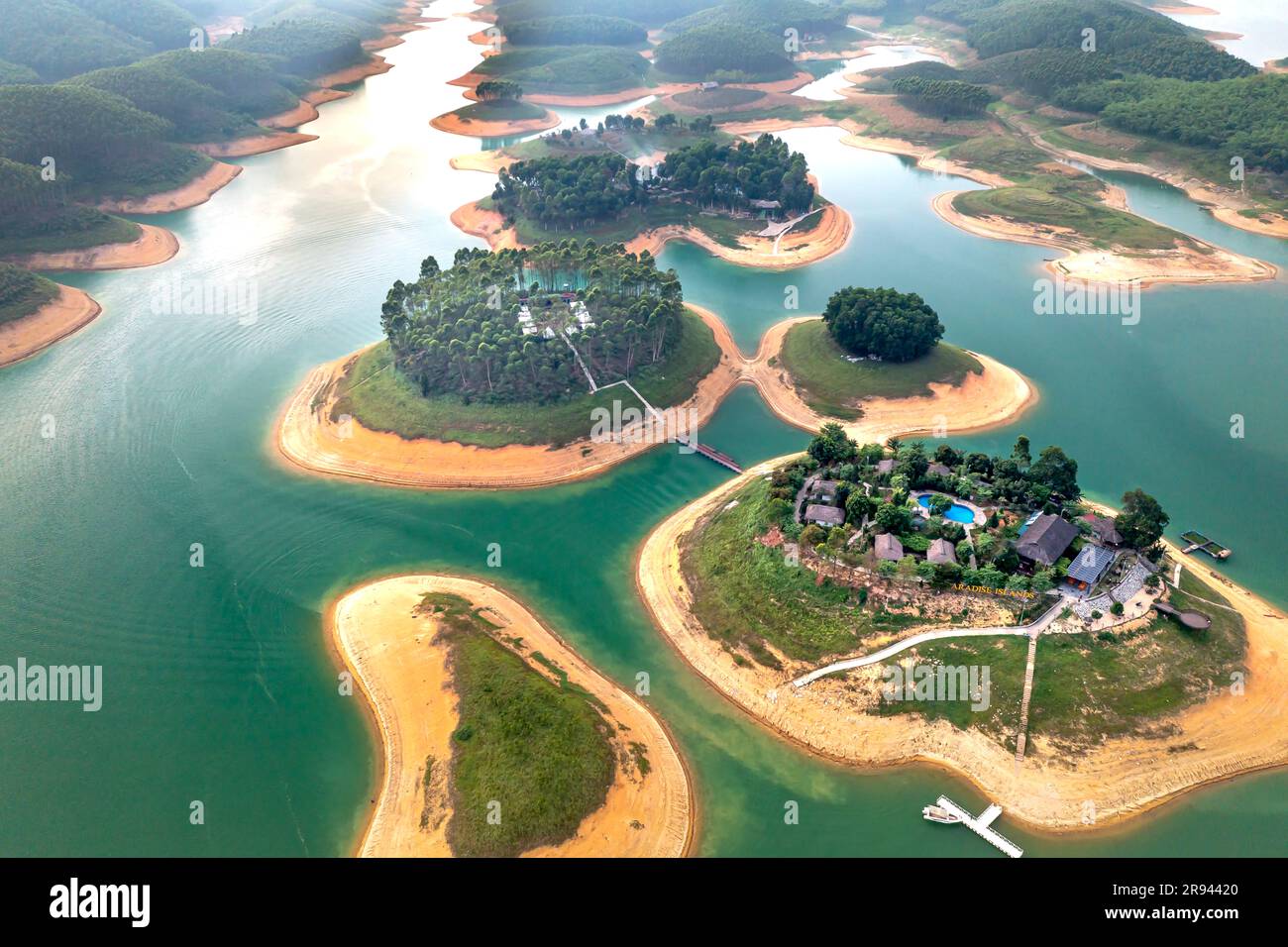 The pier serves tourists at Thac Ba Paradise Islands resort at Thac Ba ...
