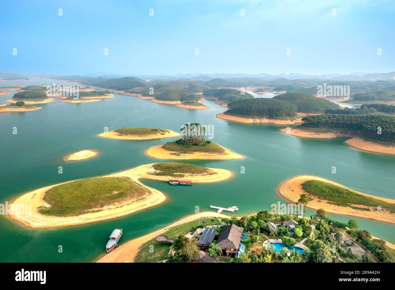 The pier serves tourists at Thac Ba Paradise Islands resort at Thac Ba ...
