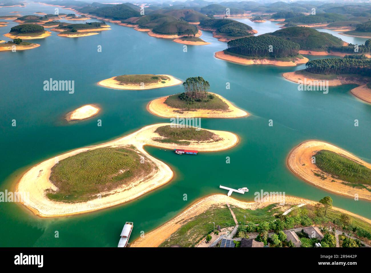The pier serves tourists at Thac Ba Paradise Islands resort at Thac Ba ...