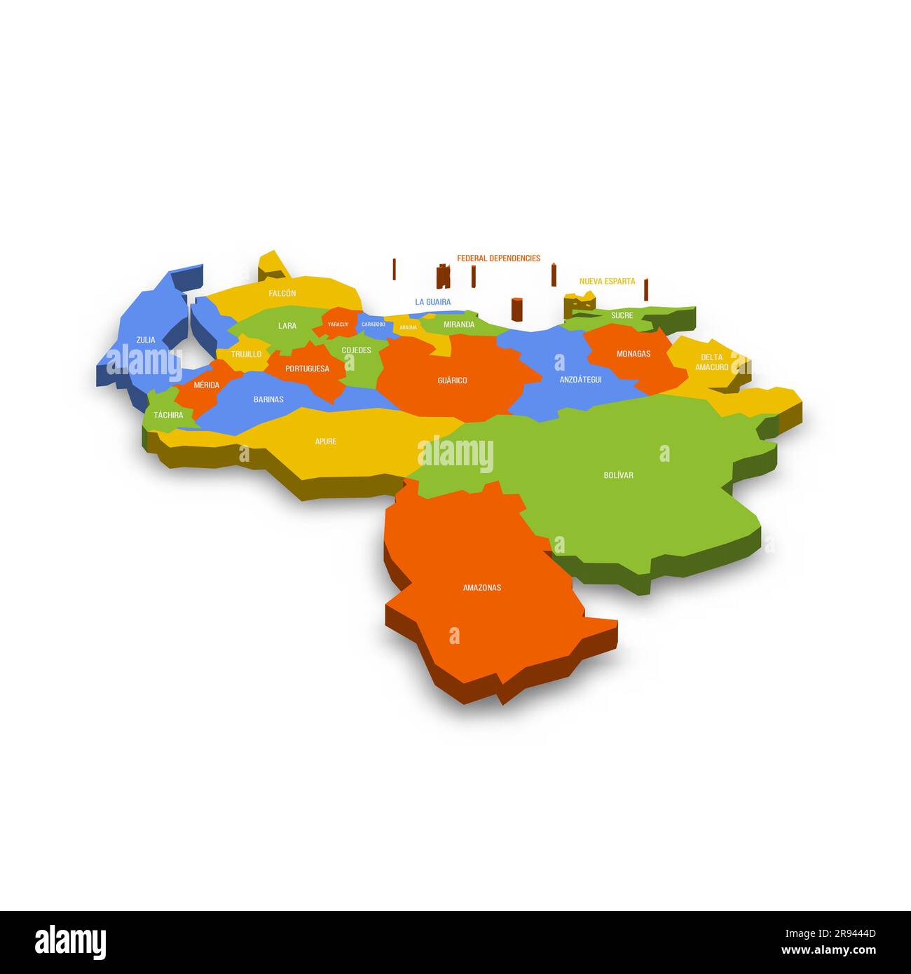 Venezuela political map of administrative divisions - states, capital ...
