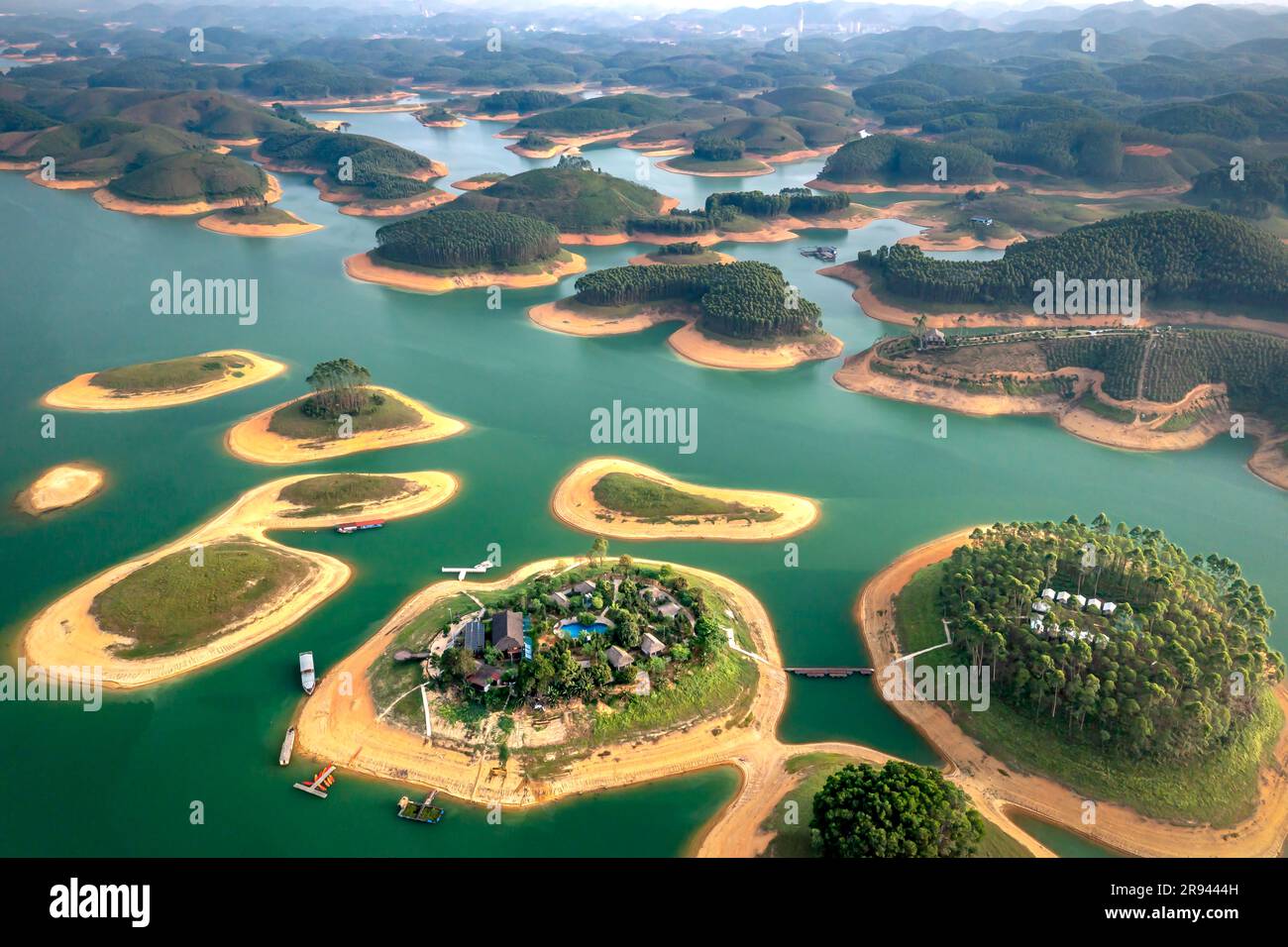 The pier serves tourists at Thac Ba Paradise Islands resort at Thac Ba ...