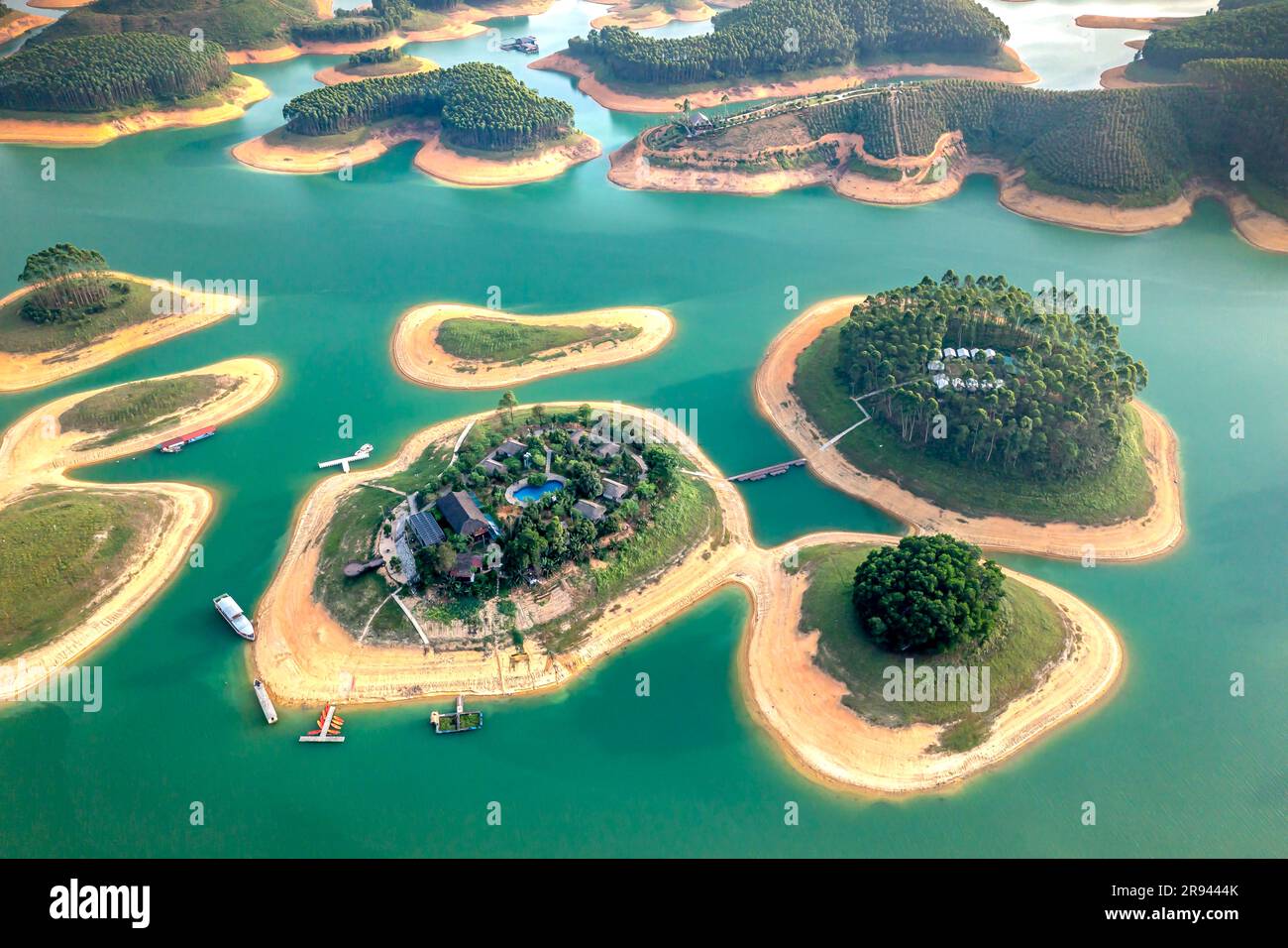The pier serves tourists at Thac Ba Paradise Islands resort at Thac Ba ...