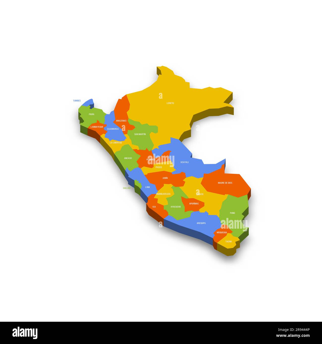 Peru political map of administrative divisions - departments. Colorful ...