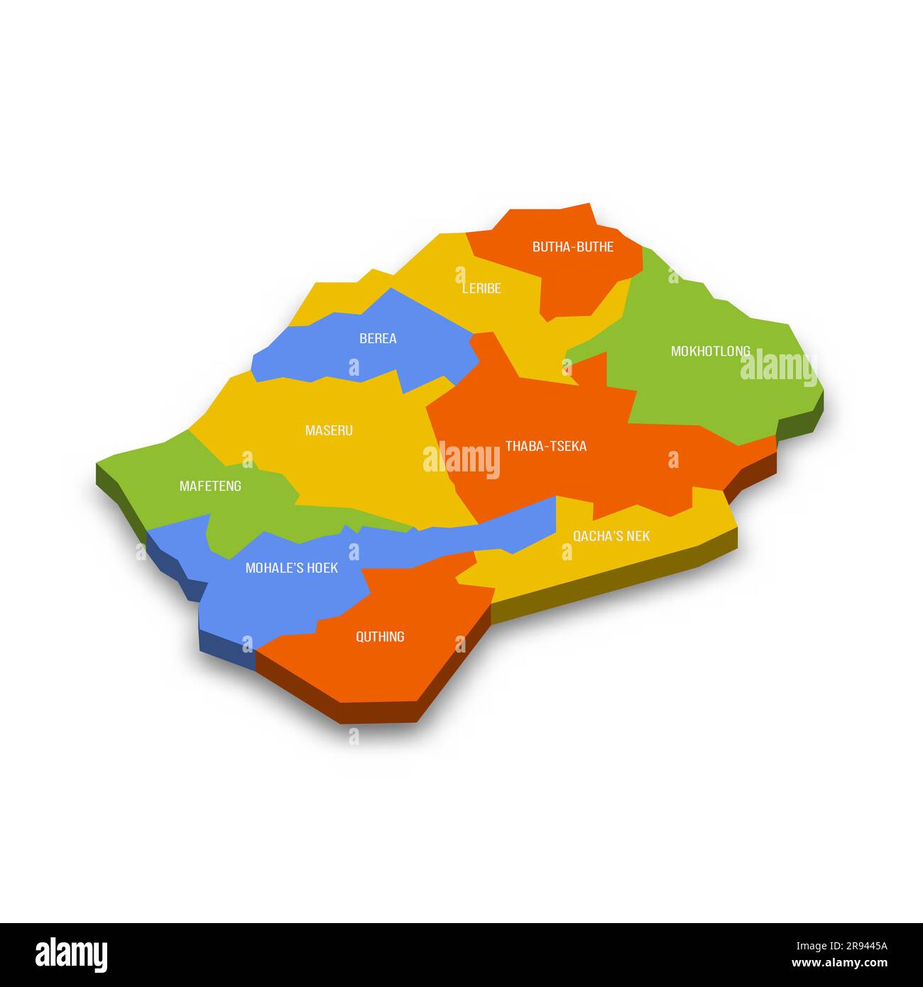 Lesotho political map of administrative divisions - districts. Colorful ...