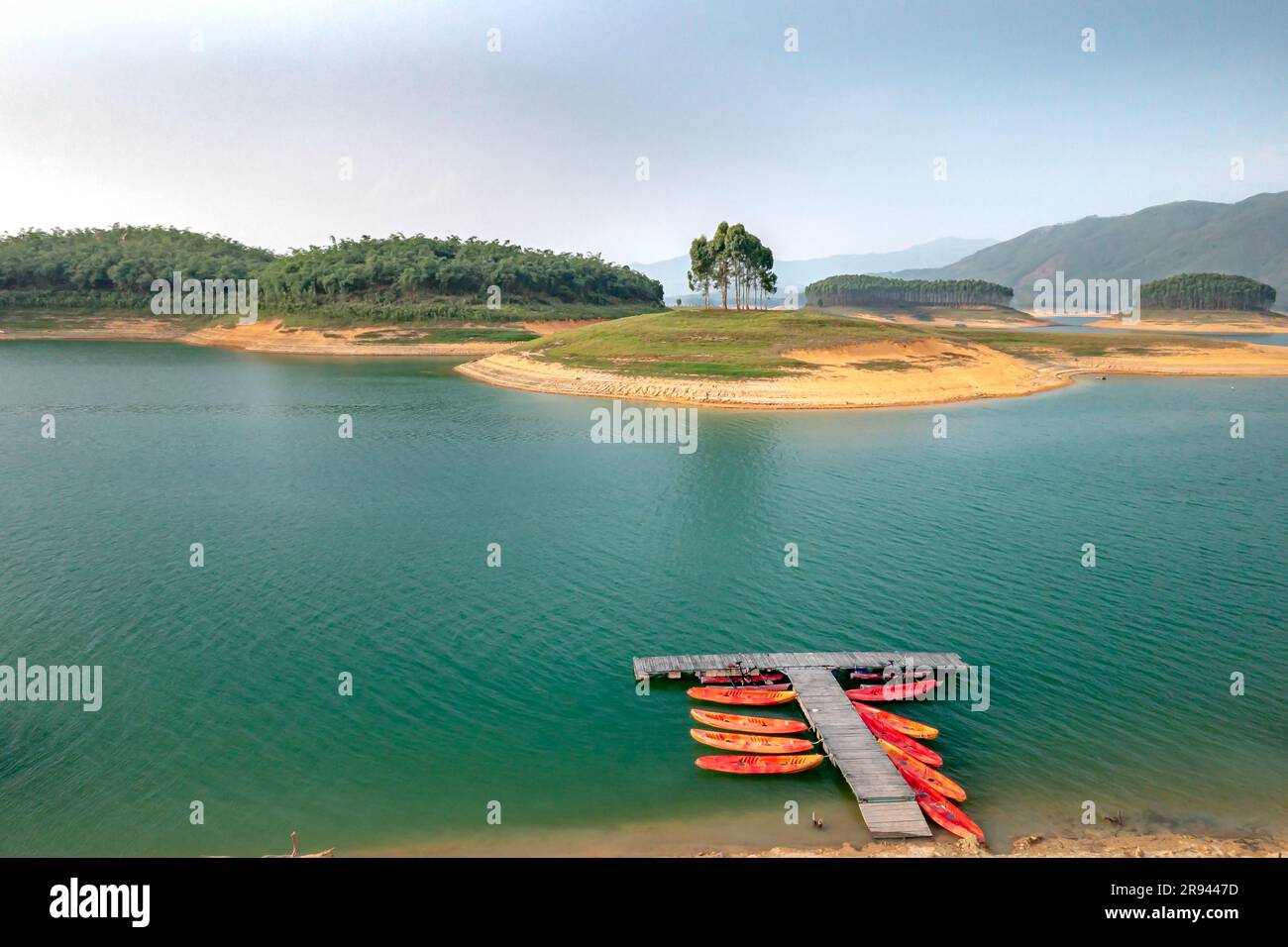 The pier serves tourists at Thac Ba Paradise Islands resort at Thac Ba ...