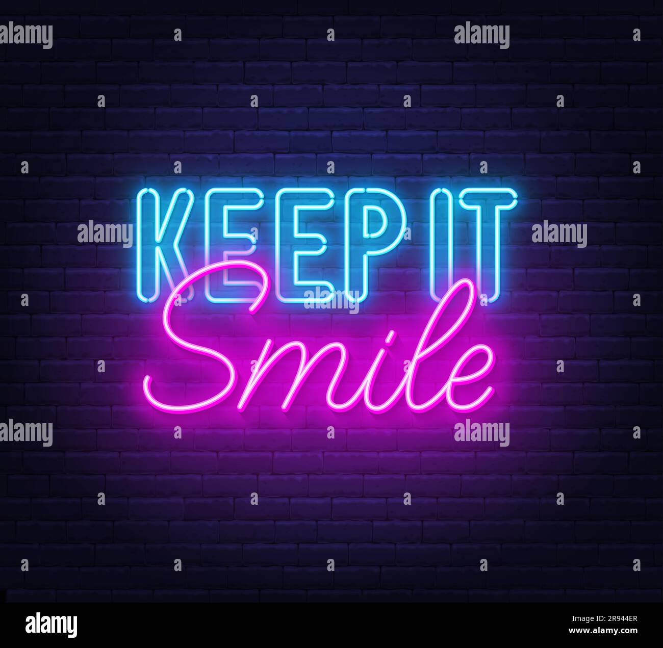 Keep it Smile neon lettering on brick wall background Stock Vector ...