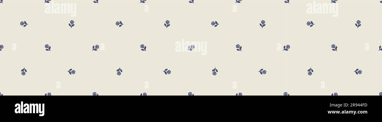 Quirky floral lino cut motif vector border. Seamless decoration of ...