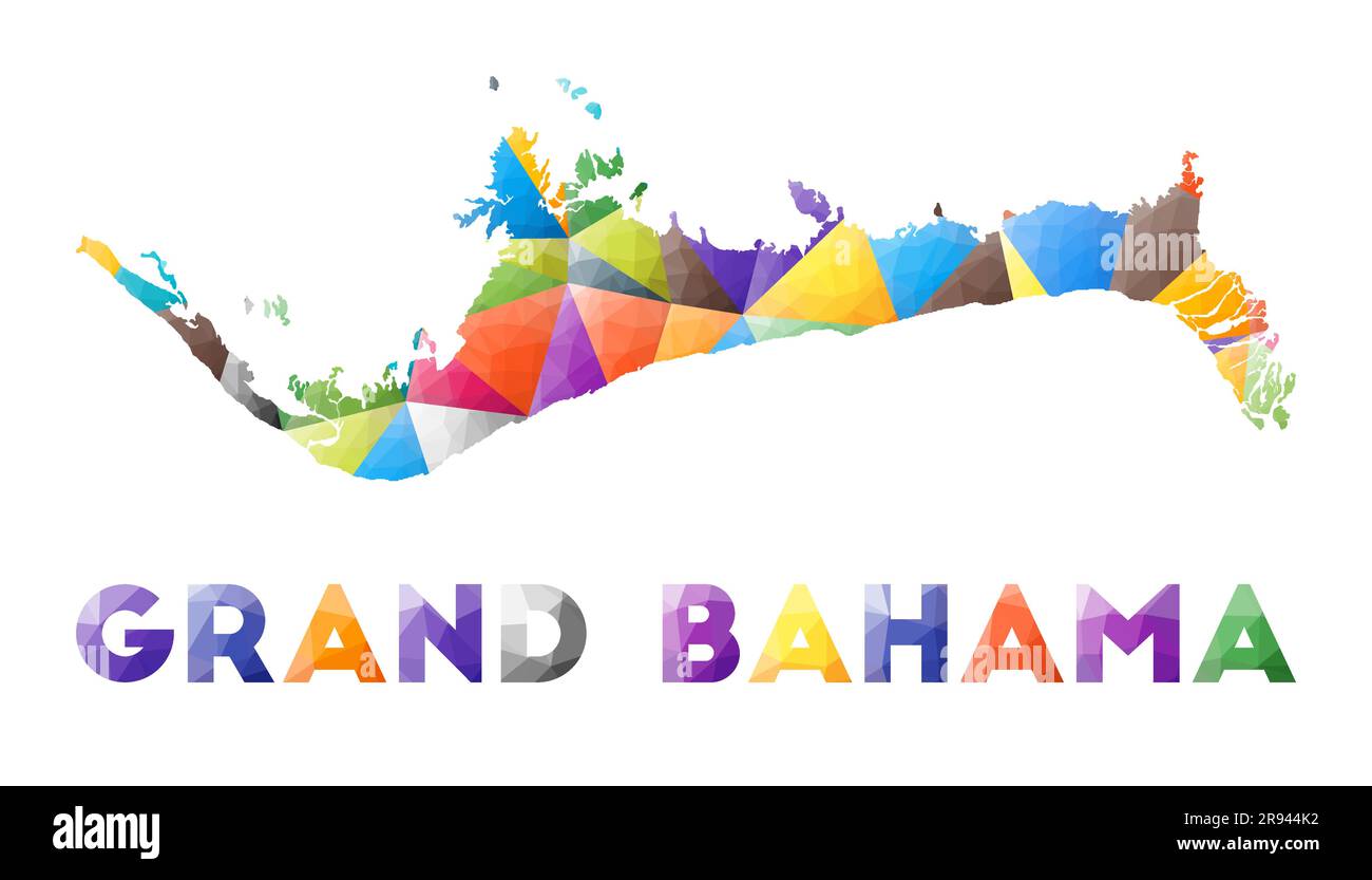 Grand Bahama - colorful low poly island shape. Multicolor geometric ...