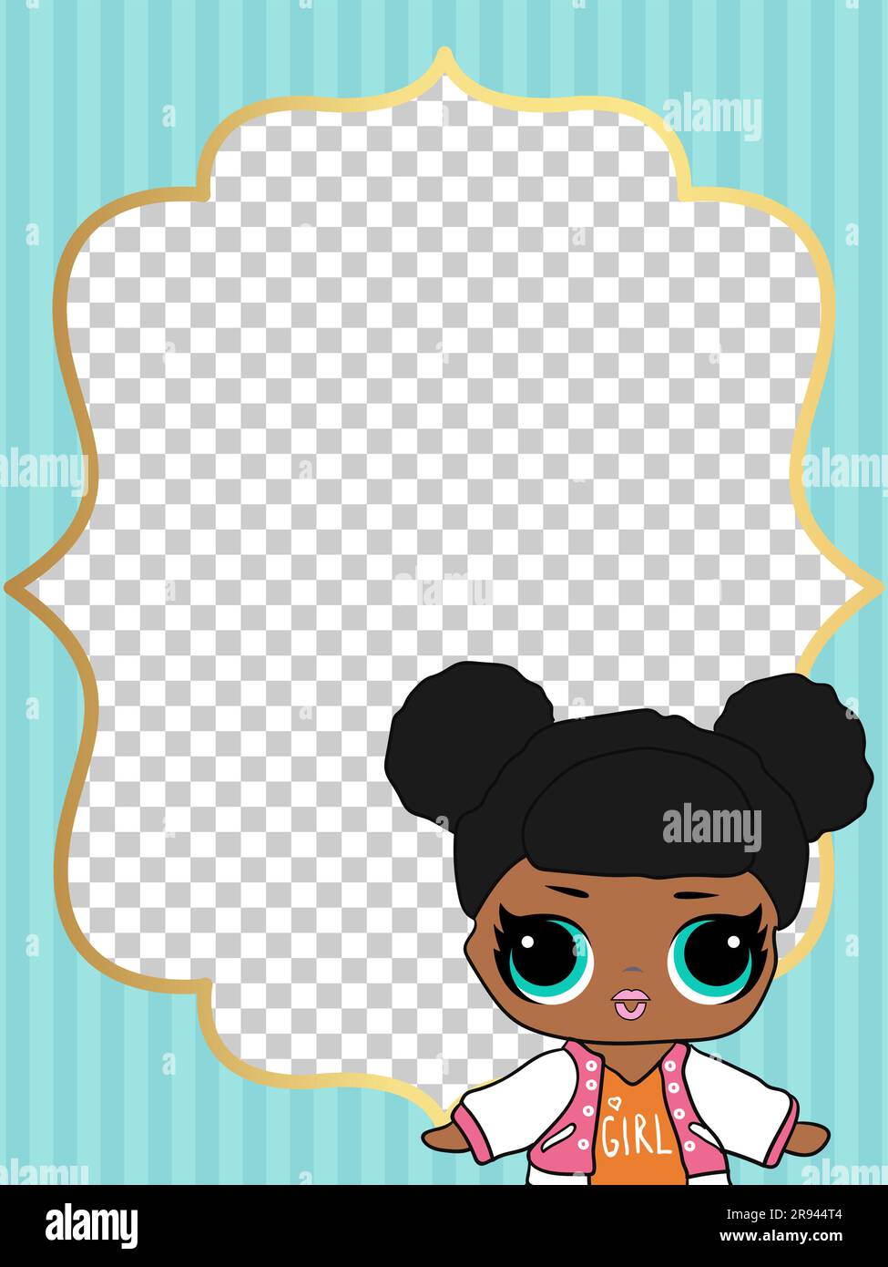 Pink vector template of invitation card for little girl. Printable ...