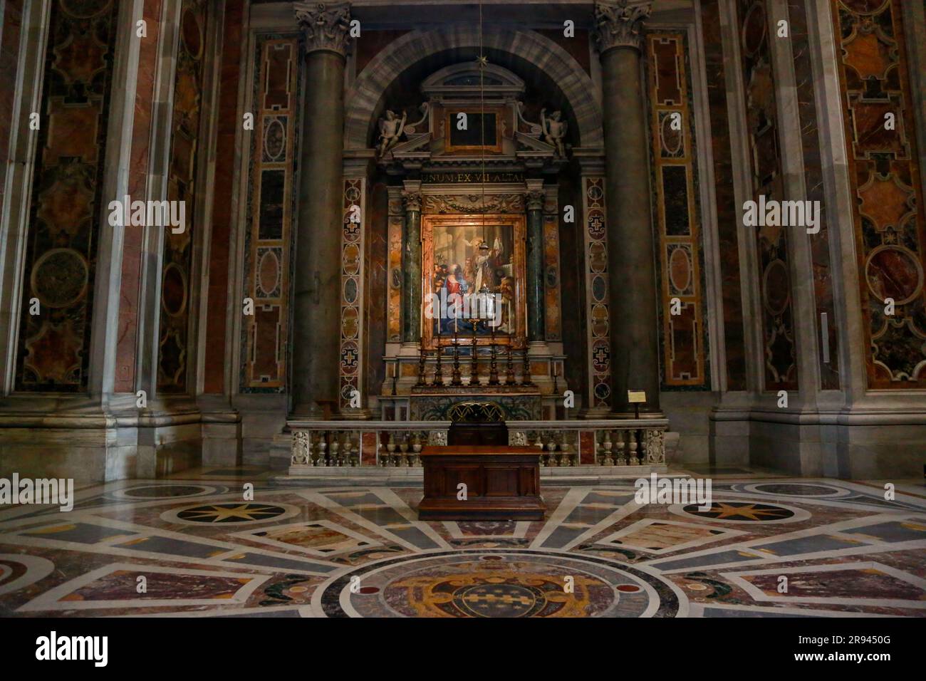 Golden historical interiors of Saint Peter's Basilica with Bernini ...