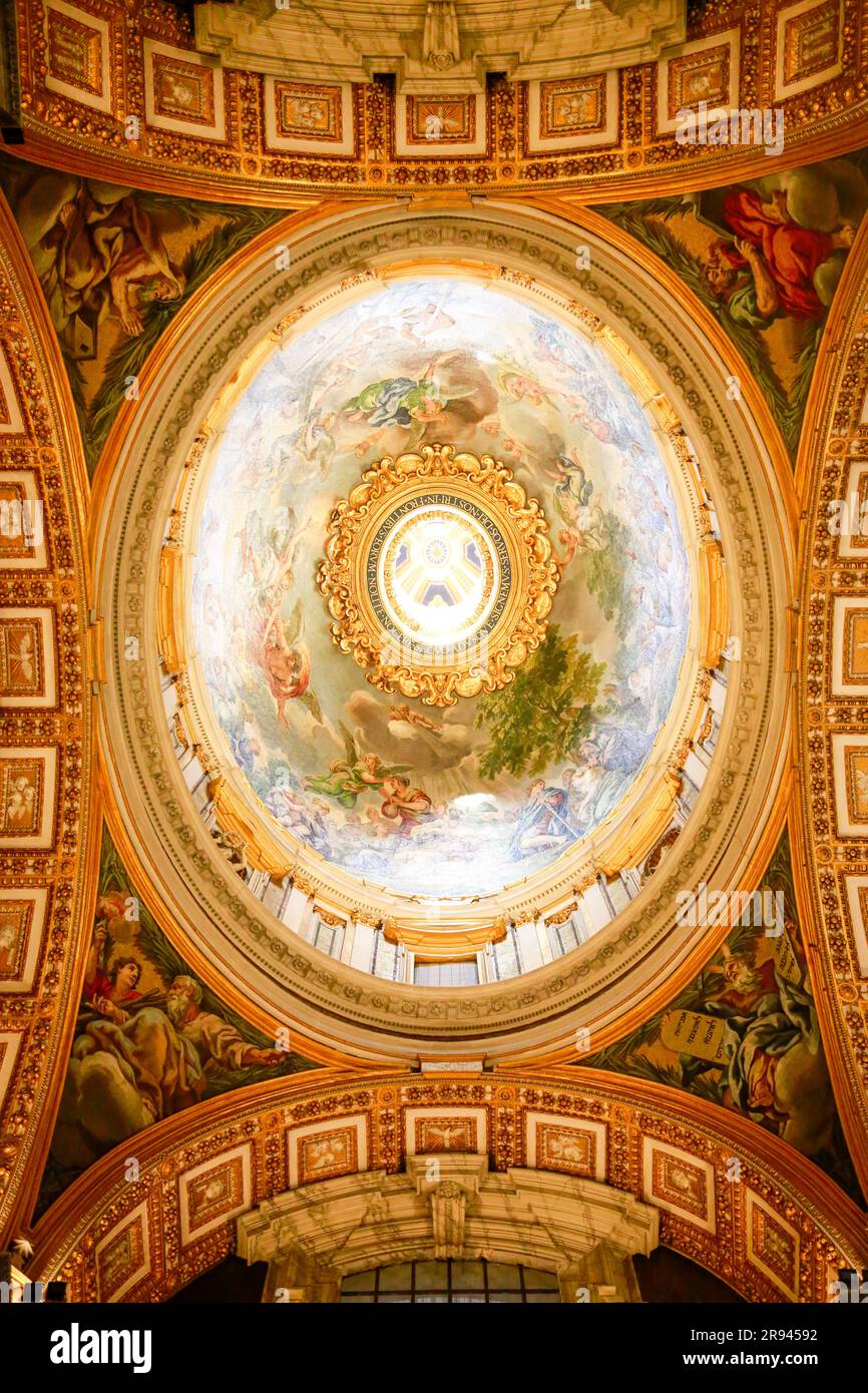 Golden historical interiors of Saint Peter's Basilica with Bernini ...