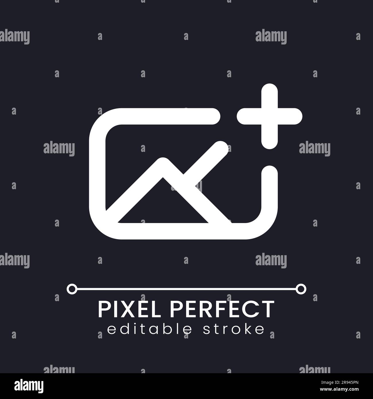 Add image pixel perfect white linear ui icon for dark theme Stock Vector Image & Art - Alamy