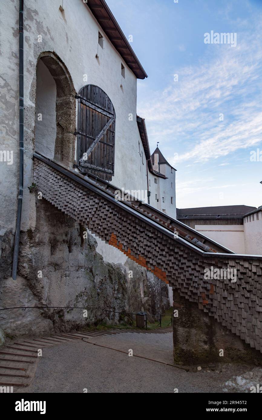 View of Hohensalzburg Fortress or Festung Hohensalzburg, a large ...